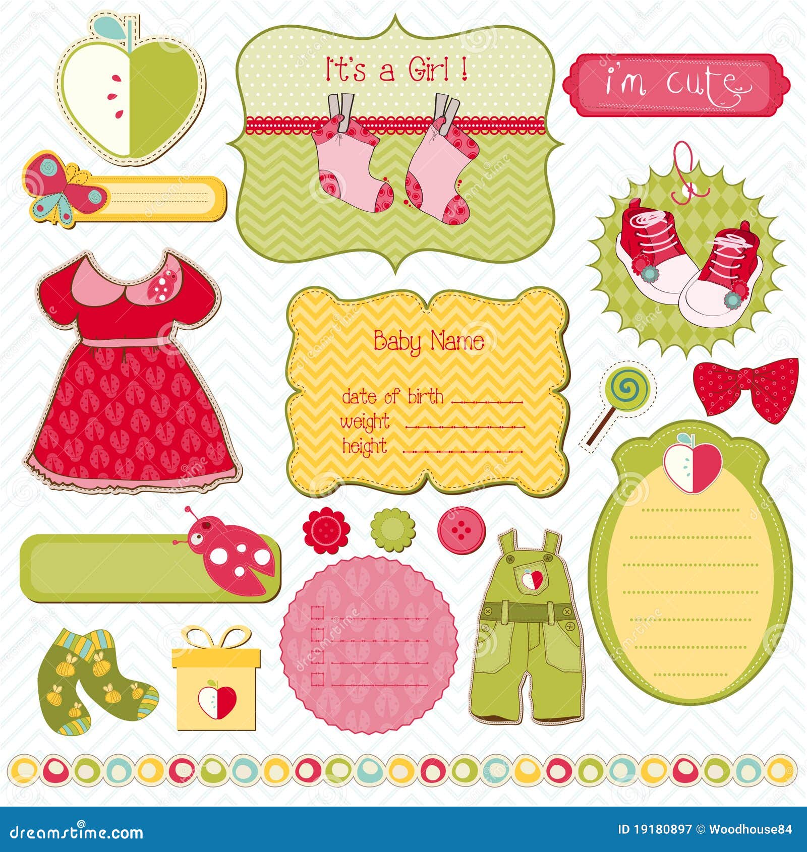 Girly Design Elements for Scrapbook Stock Vector - Illustration of ...