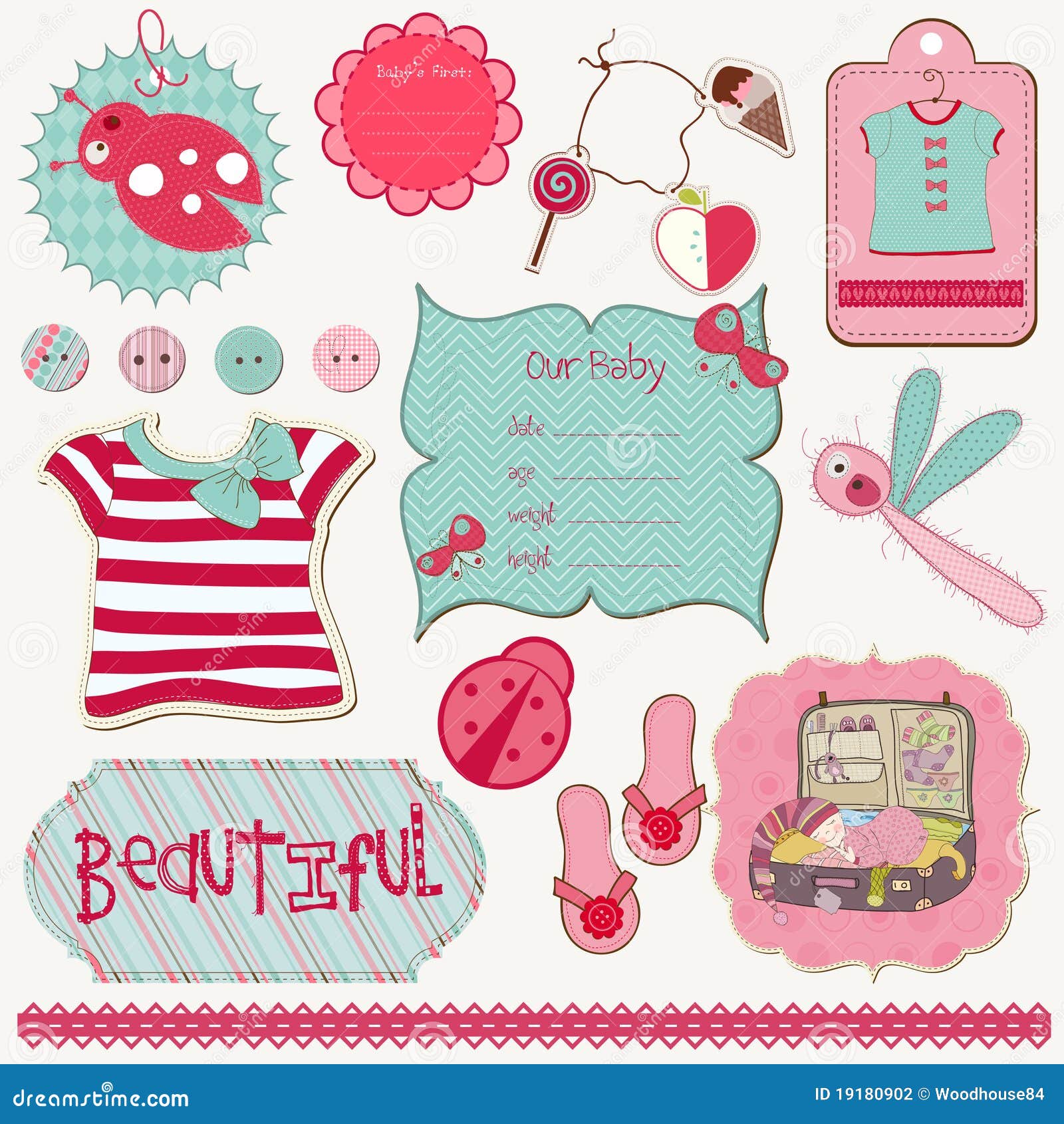 Girly Design Elements Scrapbook Stock Illustrations – 264 Girly Design ...