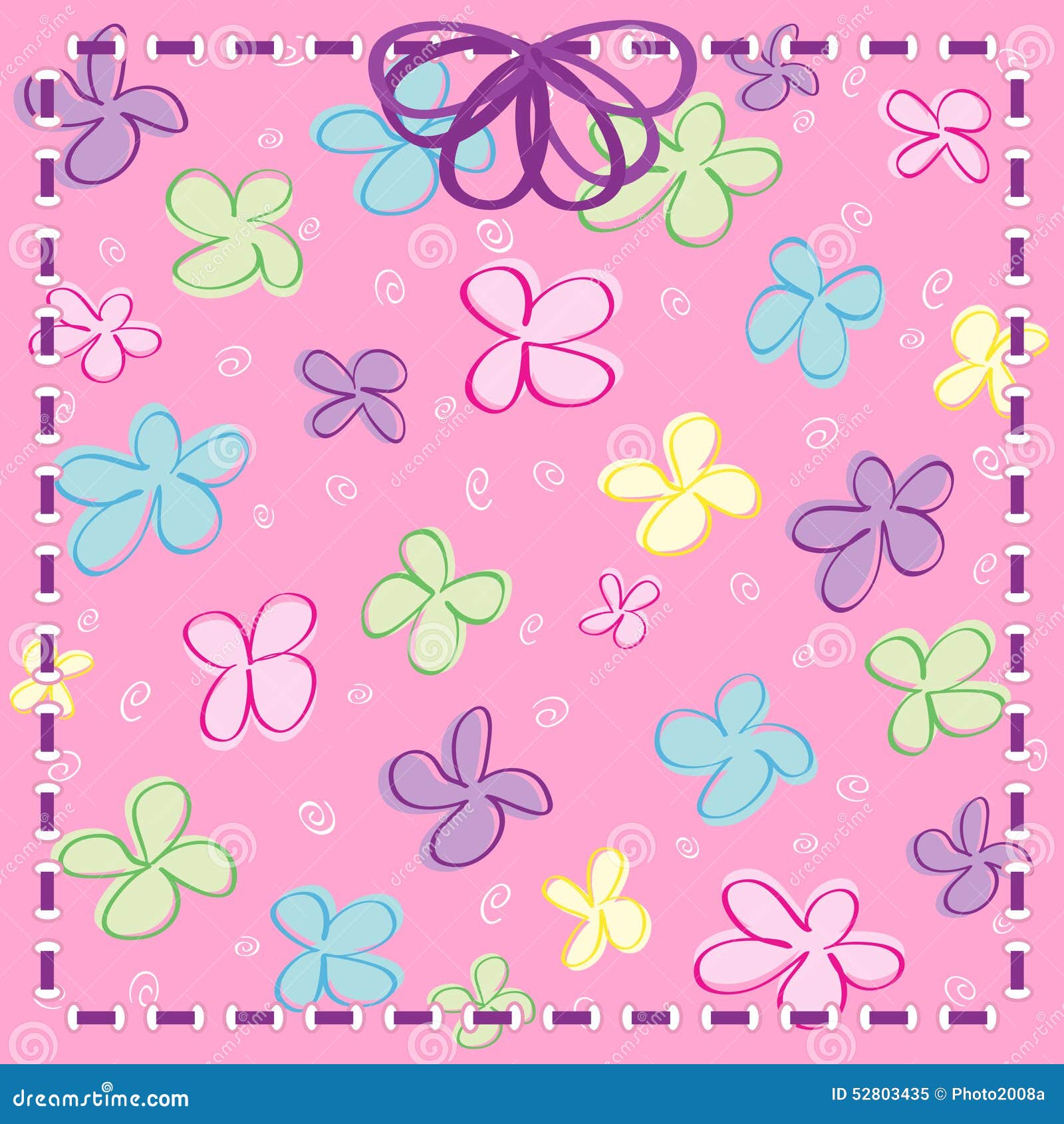 Girly Flowers with Ribbon & Bow Stock Vector - Illustration of pretty ...