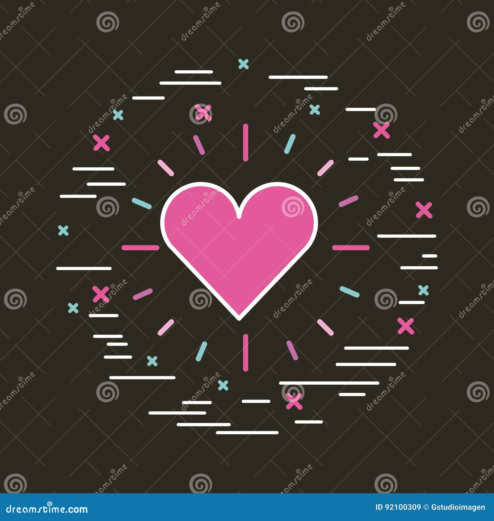 Girly icon image stock vector. Illustration of heart - 92100309