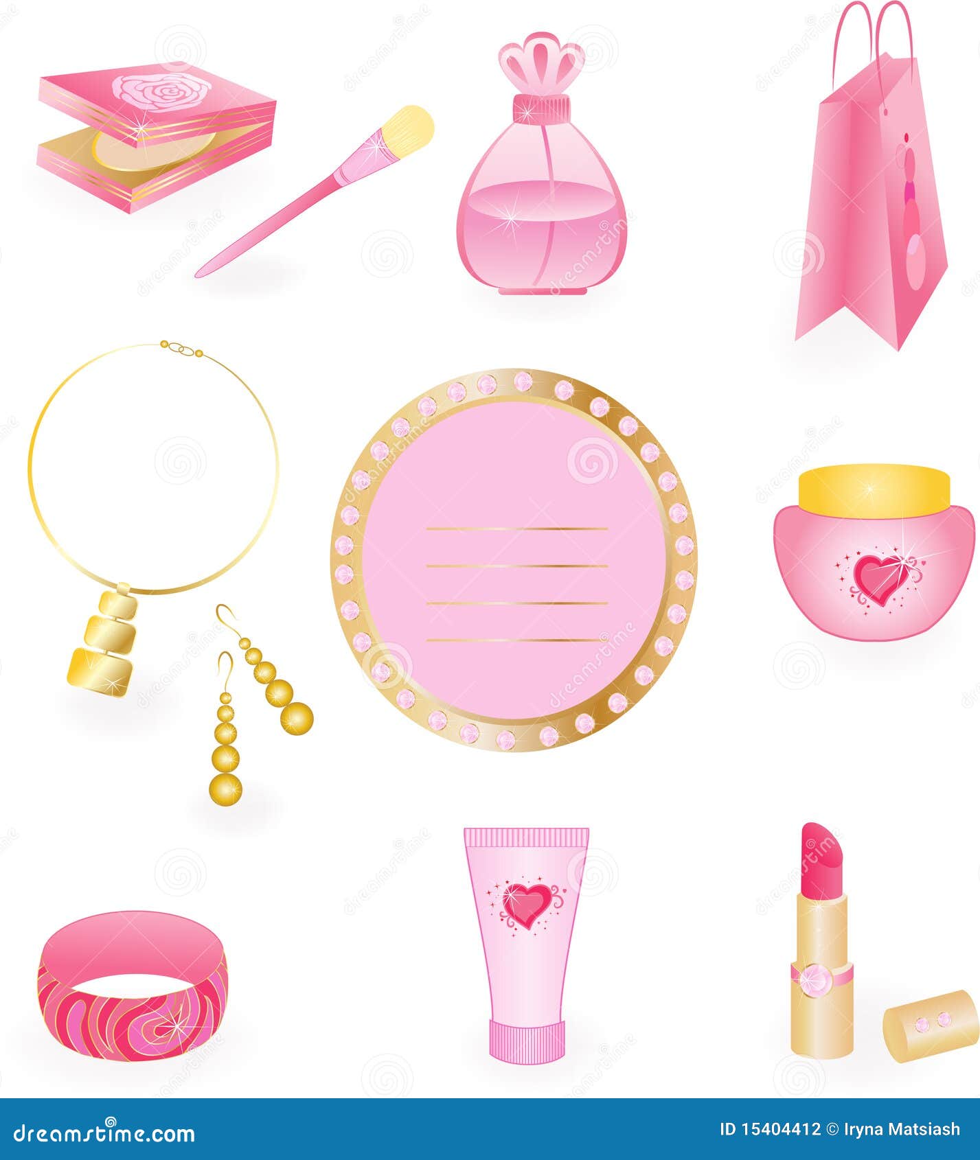 Girly Icon Set stock vector. Illustration of bottle, painting - 15404412