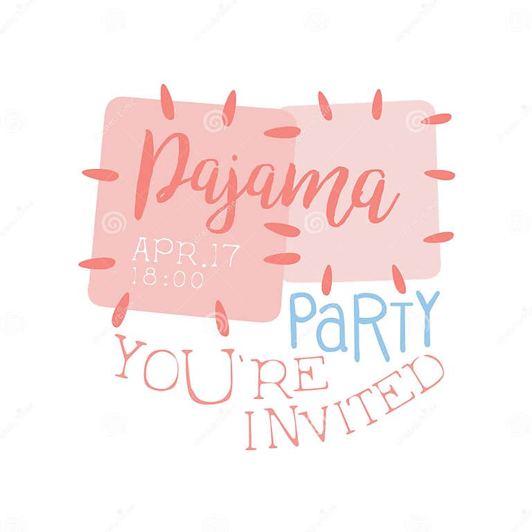 Girly Pajama Party Invitation Card Template With Cloth Patches Inviting