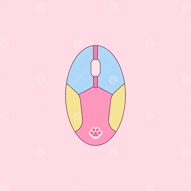 Girly Pink Computer Mouse with Cat Paw Vector Illustration Stock Vector ...