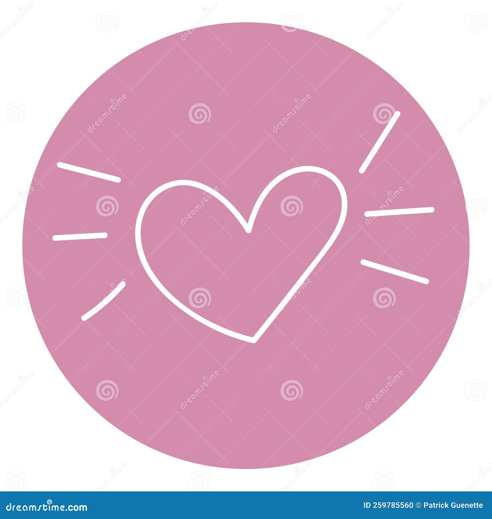Girly pink heart, icon stock vector. Illustration of pastel - 259785560