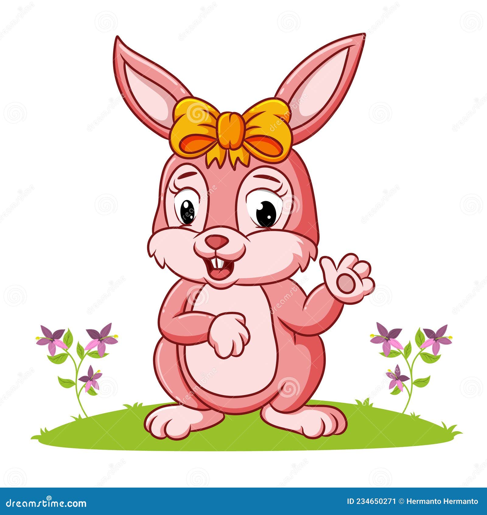 The Girly Rabbit is Waving the Hand in the Garden Stock Vector ...
