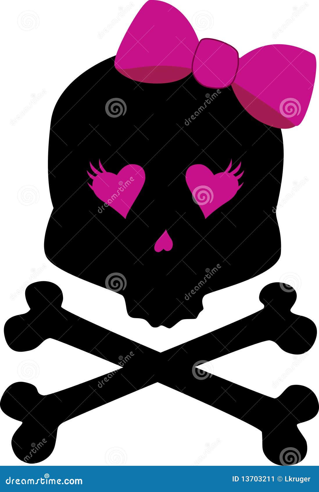 Girly Skull with bow stock illustration. Illustration of heart - 13703211