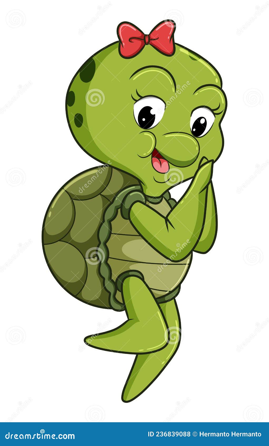 The Girly Turtle with the Ribbon Clip is Standing Stock Vector ...