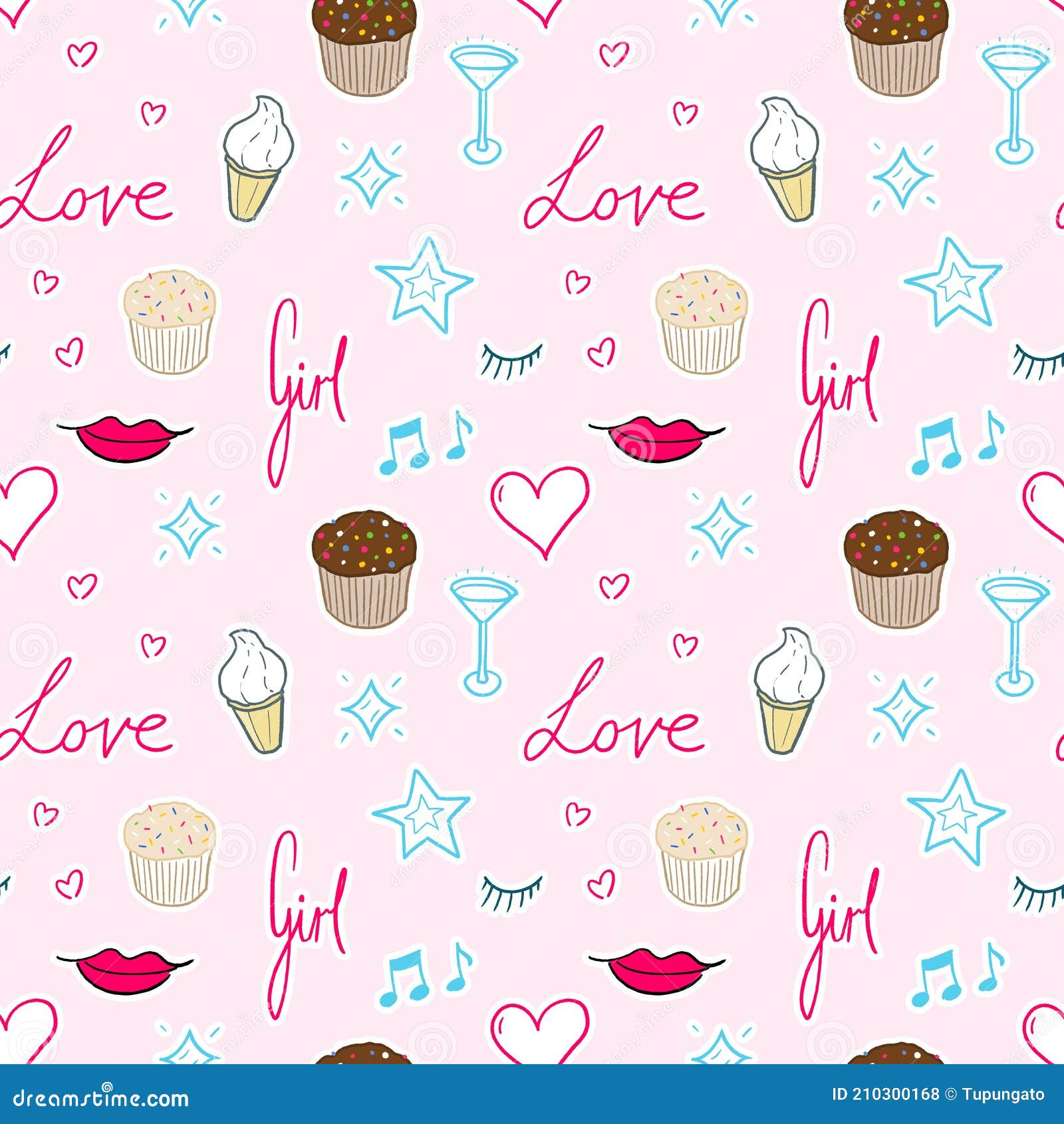 Girly vector texture stock illustration. Illustration of objects ...