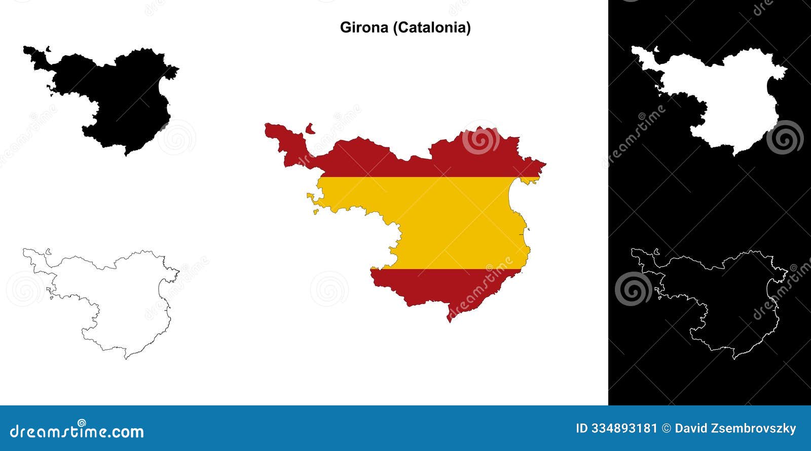 Girona outline map stock illustration. Illustration of catalonia ...