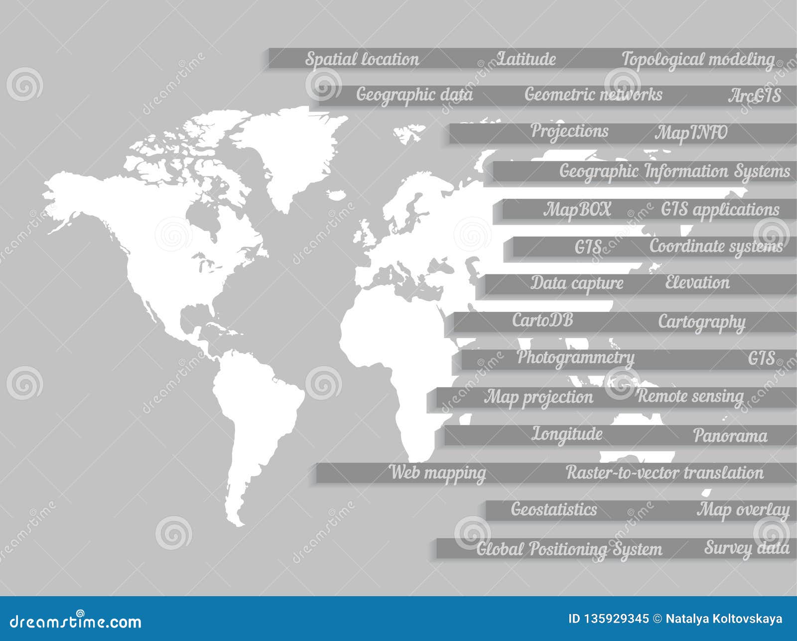 Web Mapping Vector Banner with Lettering and Gray Background. Stock ...