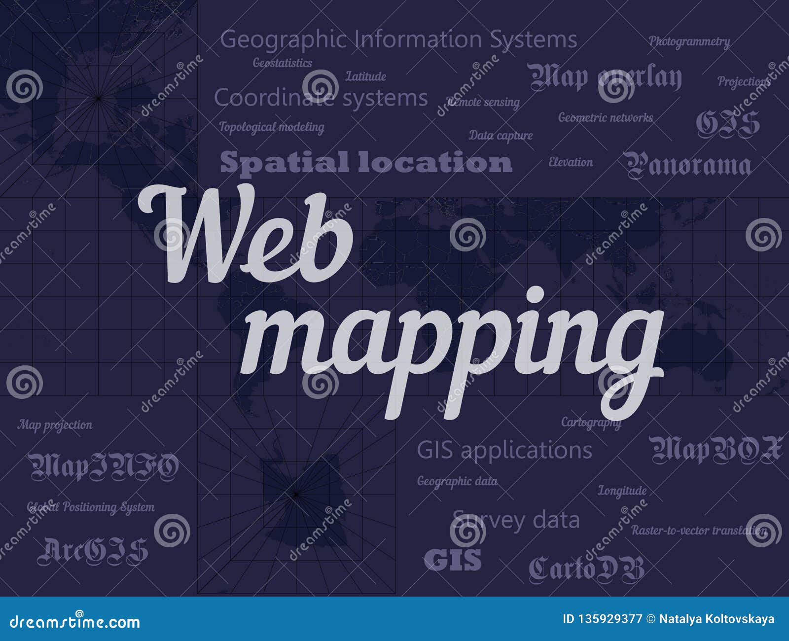 Web Mapping and GIS Geographic Information Systems Vector Banner with ...