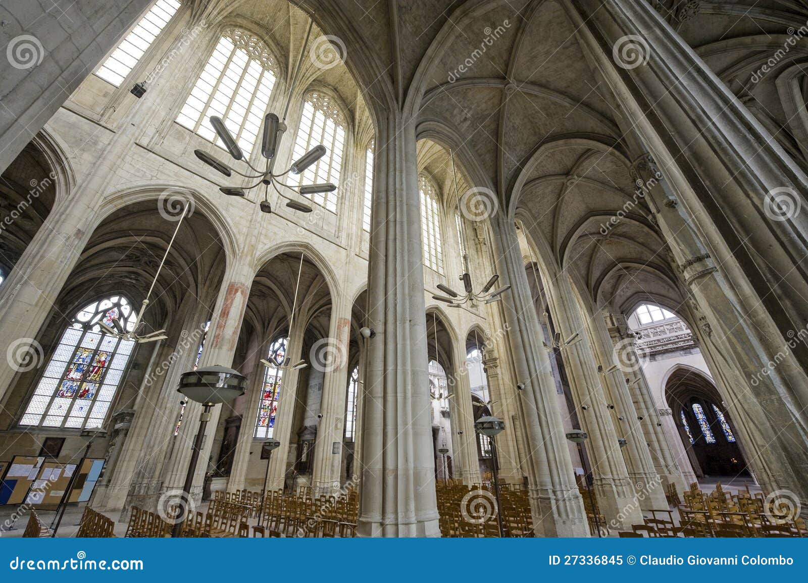 Gisors (Normandy) - Interior of Gothic Church Stock Image - Image of ...