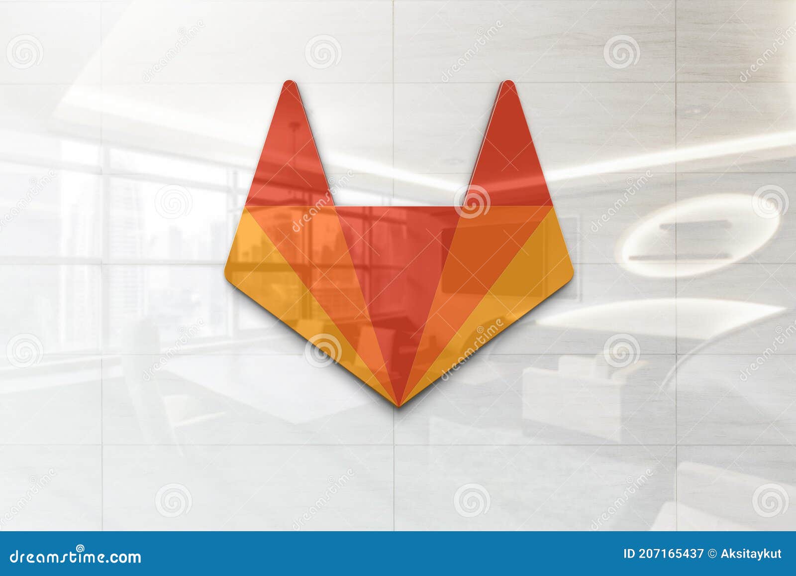 Gitlab on Glossy Office Wall Realistic Texture Editorial Photography ...