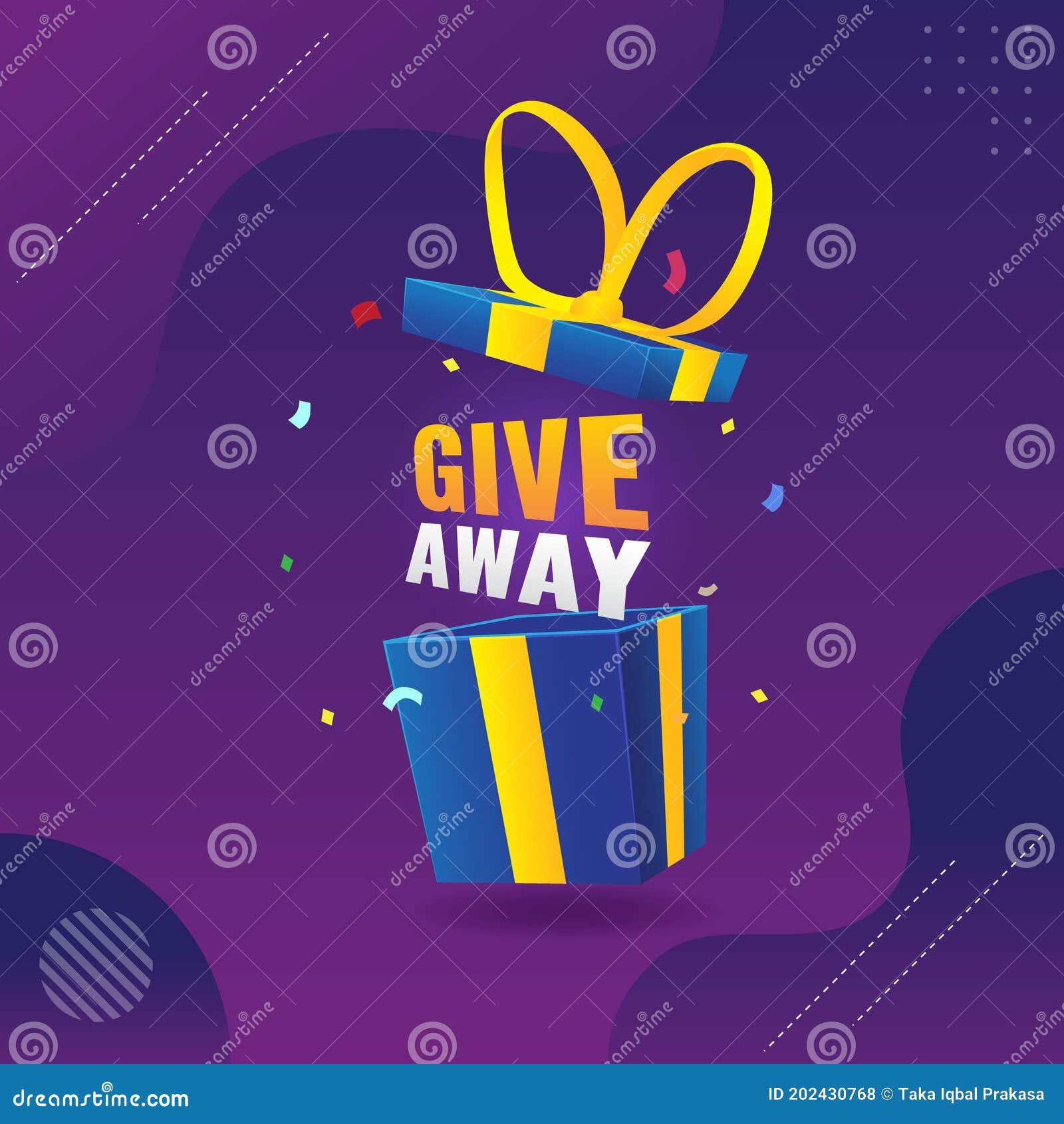 Give Away Poster Template for Social Media Post with Blue Gift Stock ...
