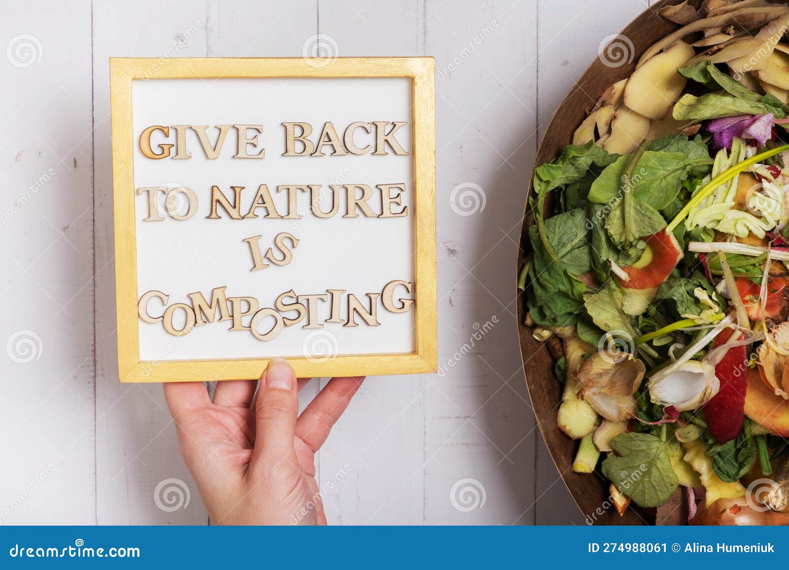 Give Back To Nature is Composting Motivation Text with Organic Garbage ...