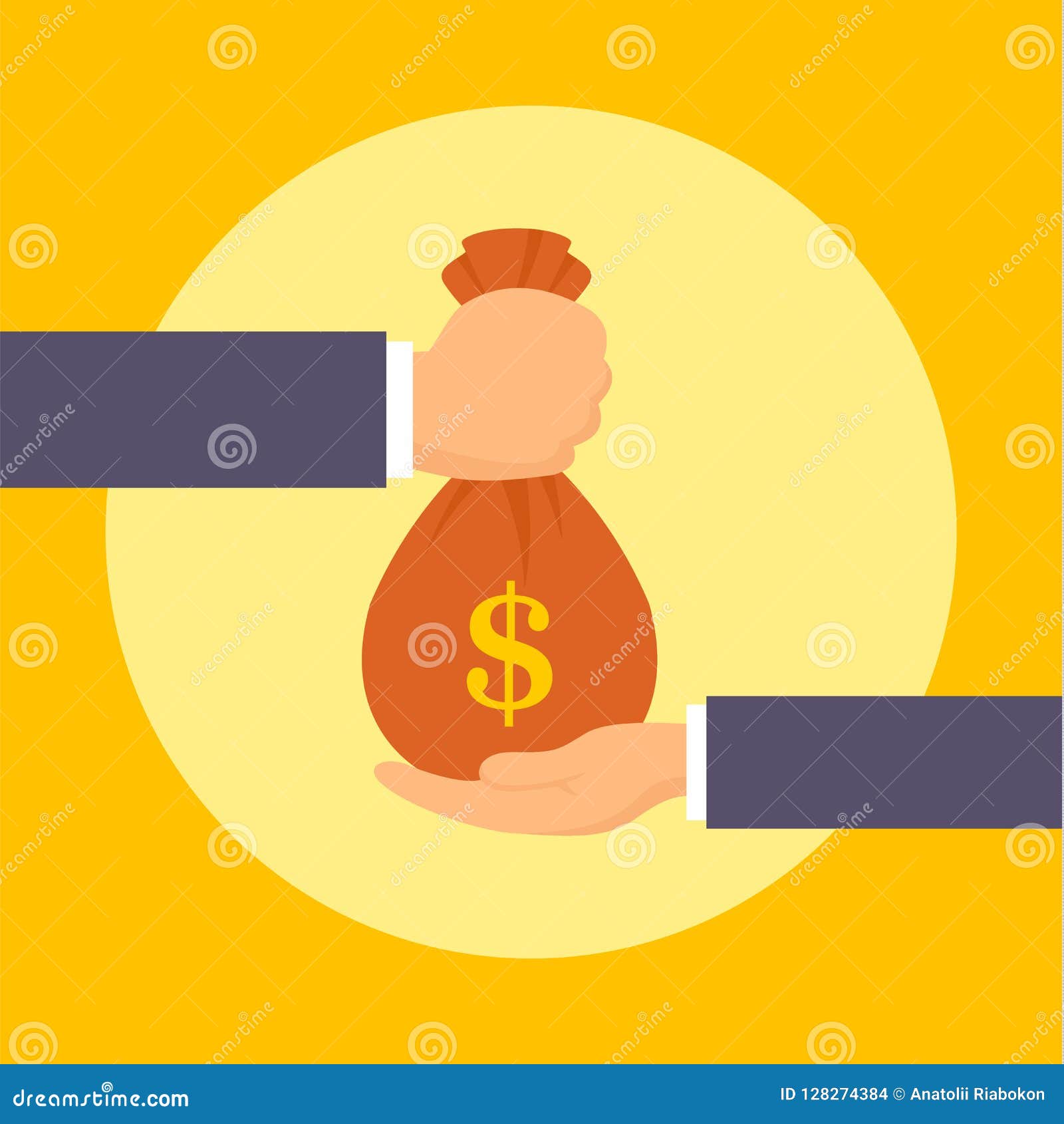 Give Corruption Money Bag Concept Background, Flat Style Stock Vector ...
