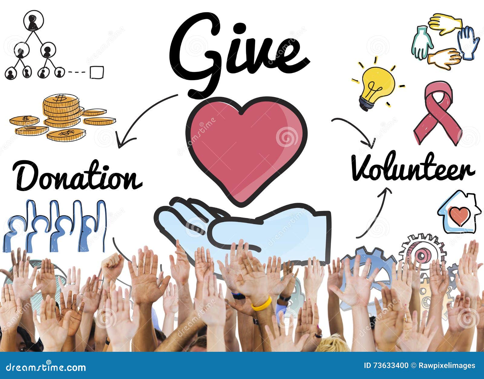 Give Donations Volunteer Welfare Support Concept Stock Illustration ...
