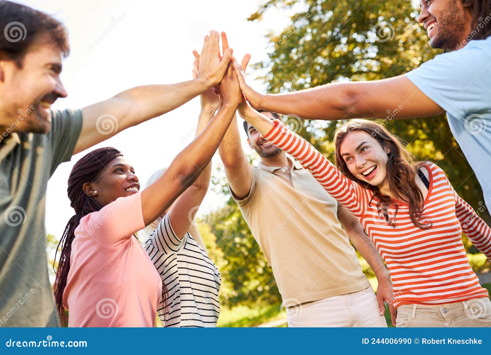 Give High Five for Friendship and Cooperation Stock Photo - Image of ...