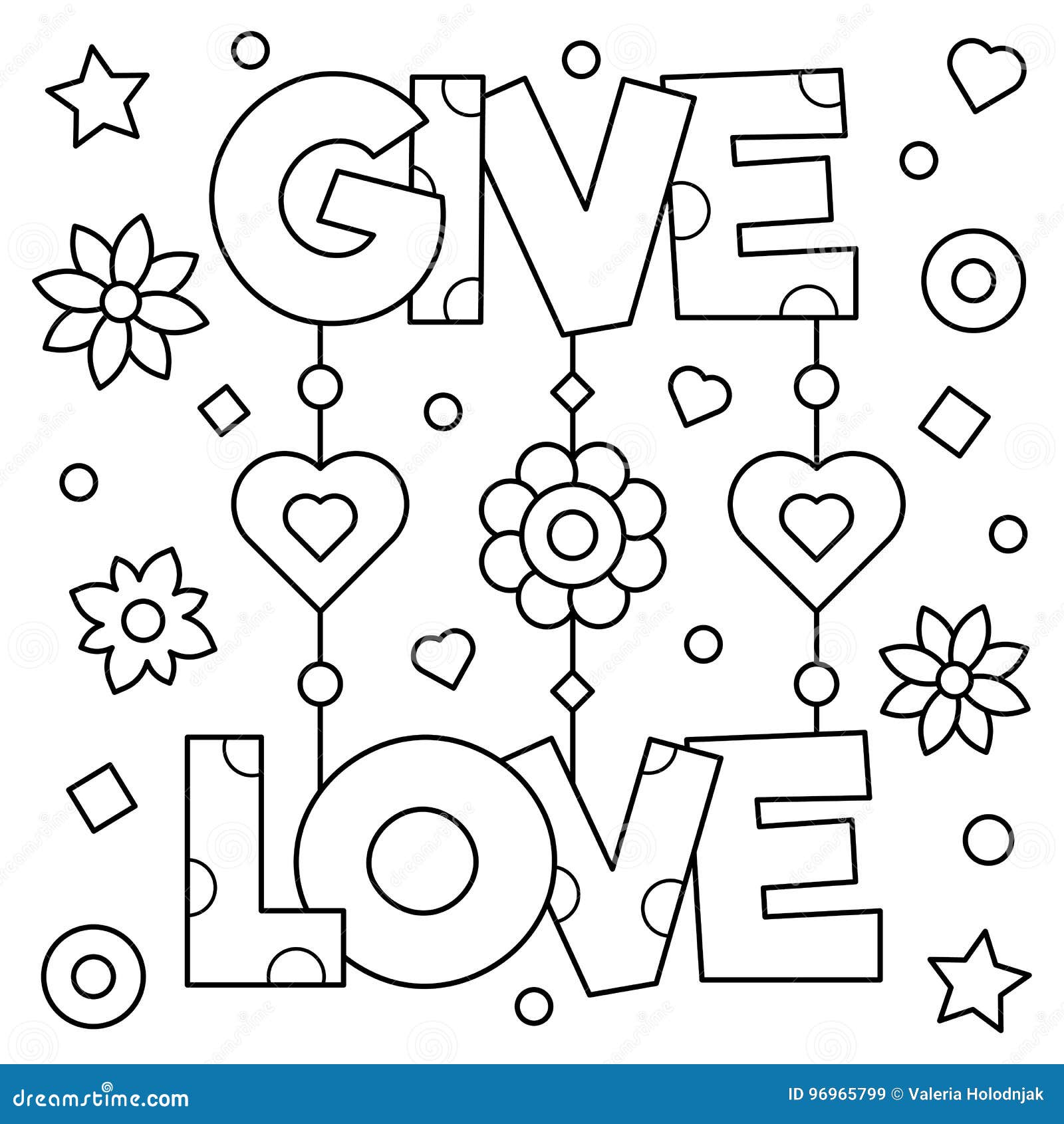 Give Love. Coloring Page. Vector Illustration. Stock Vector ...