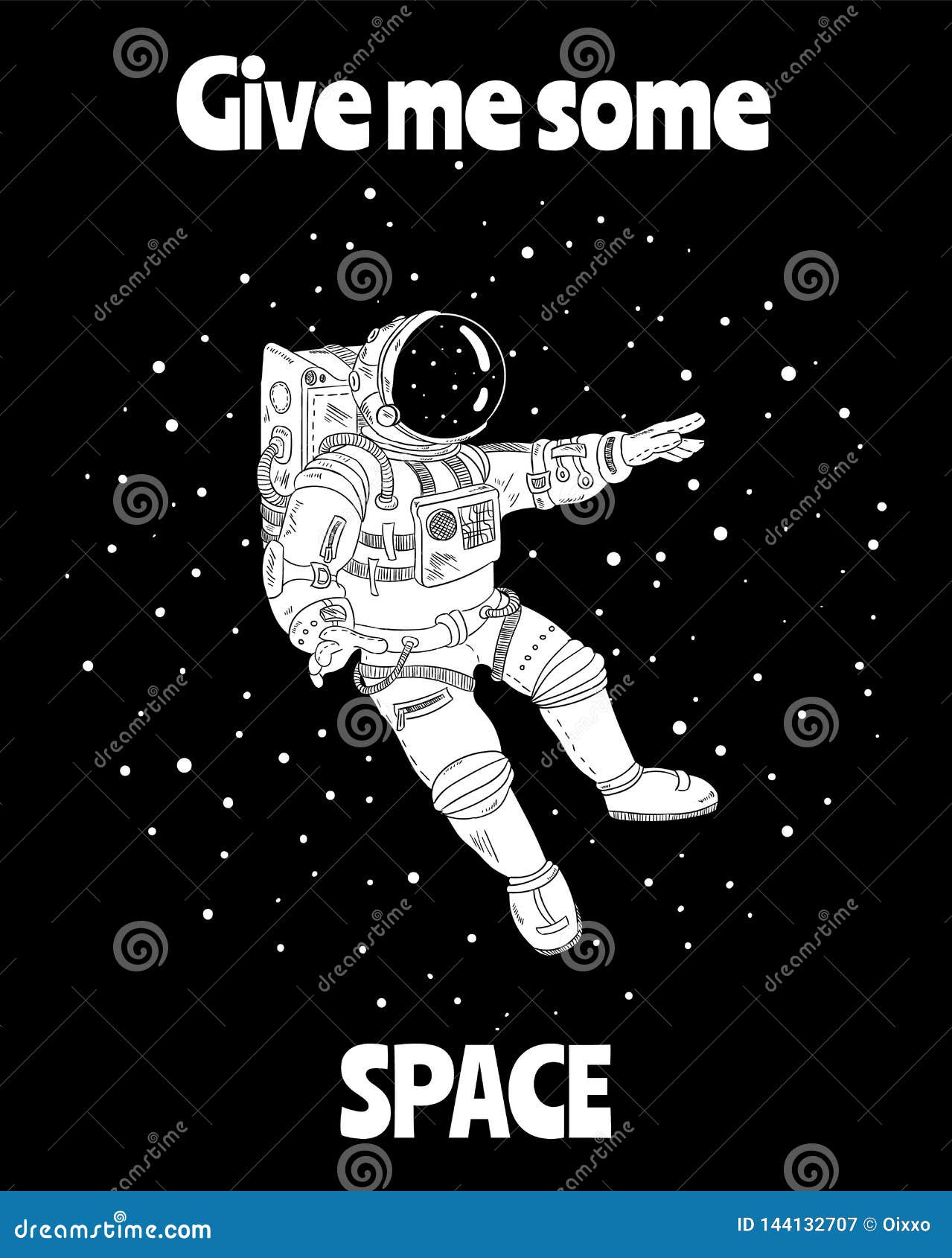Give Me Some Space. Astronaut in Outer Space. Postcard Design Stock ...