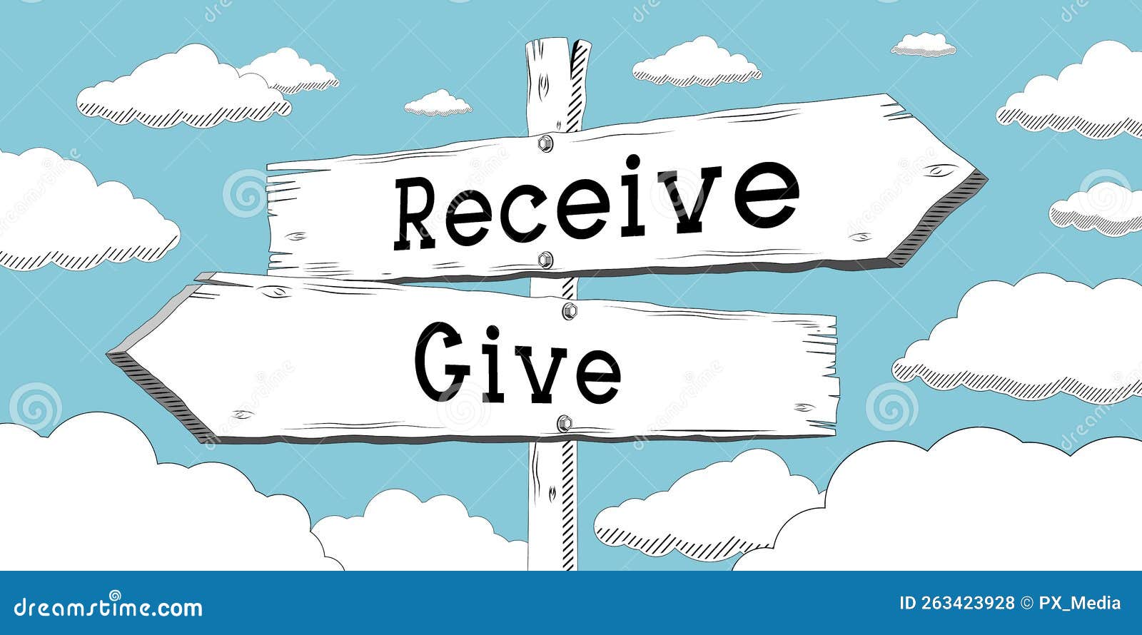 Give or Receive - Outline Signpost with Two Arrows Stock Illustration ...