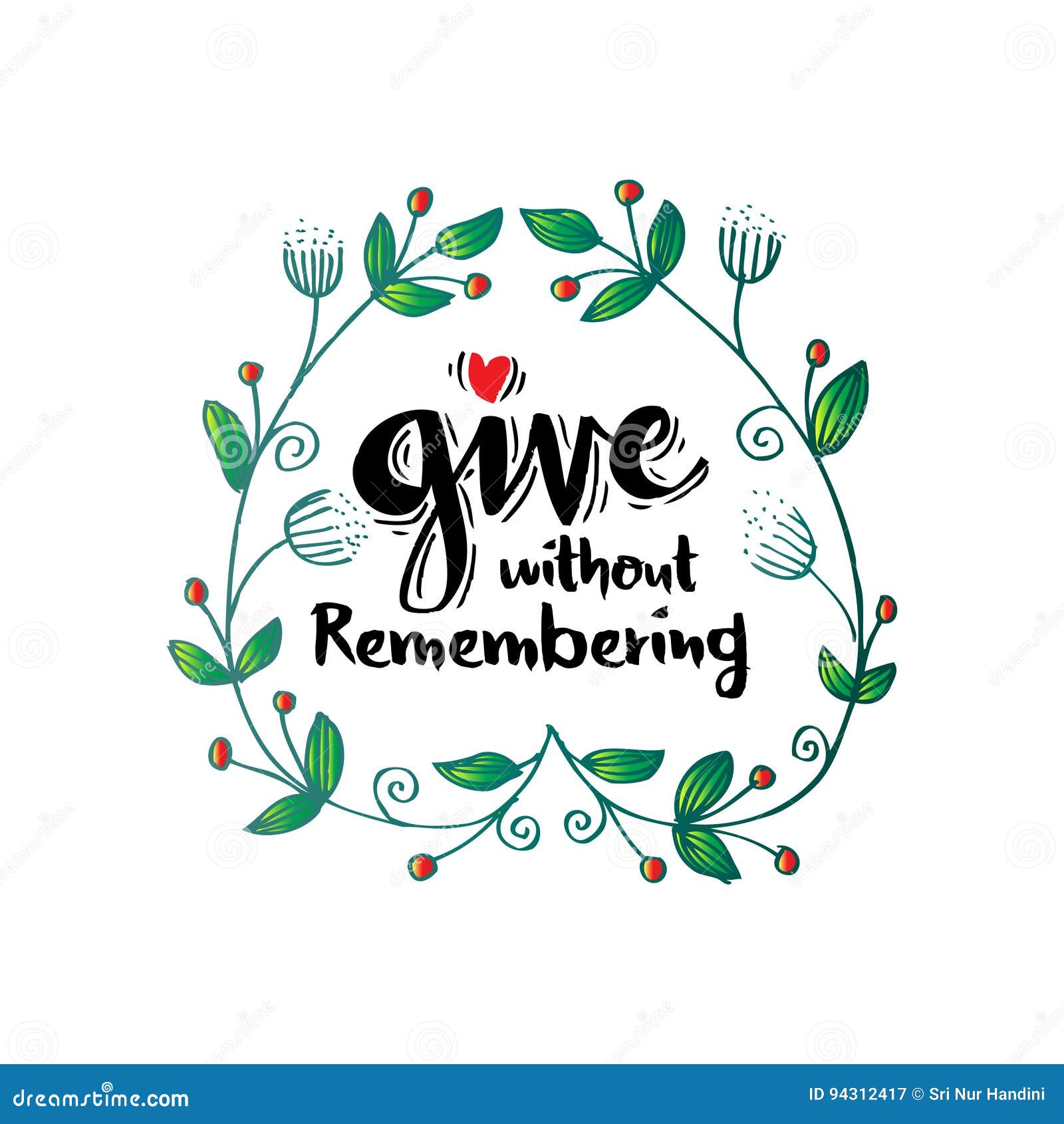 Give without remembering. stock vector. Illustration of cute - 94312417