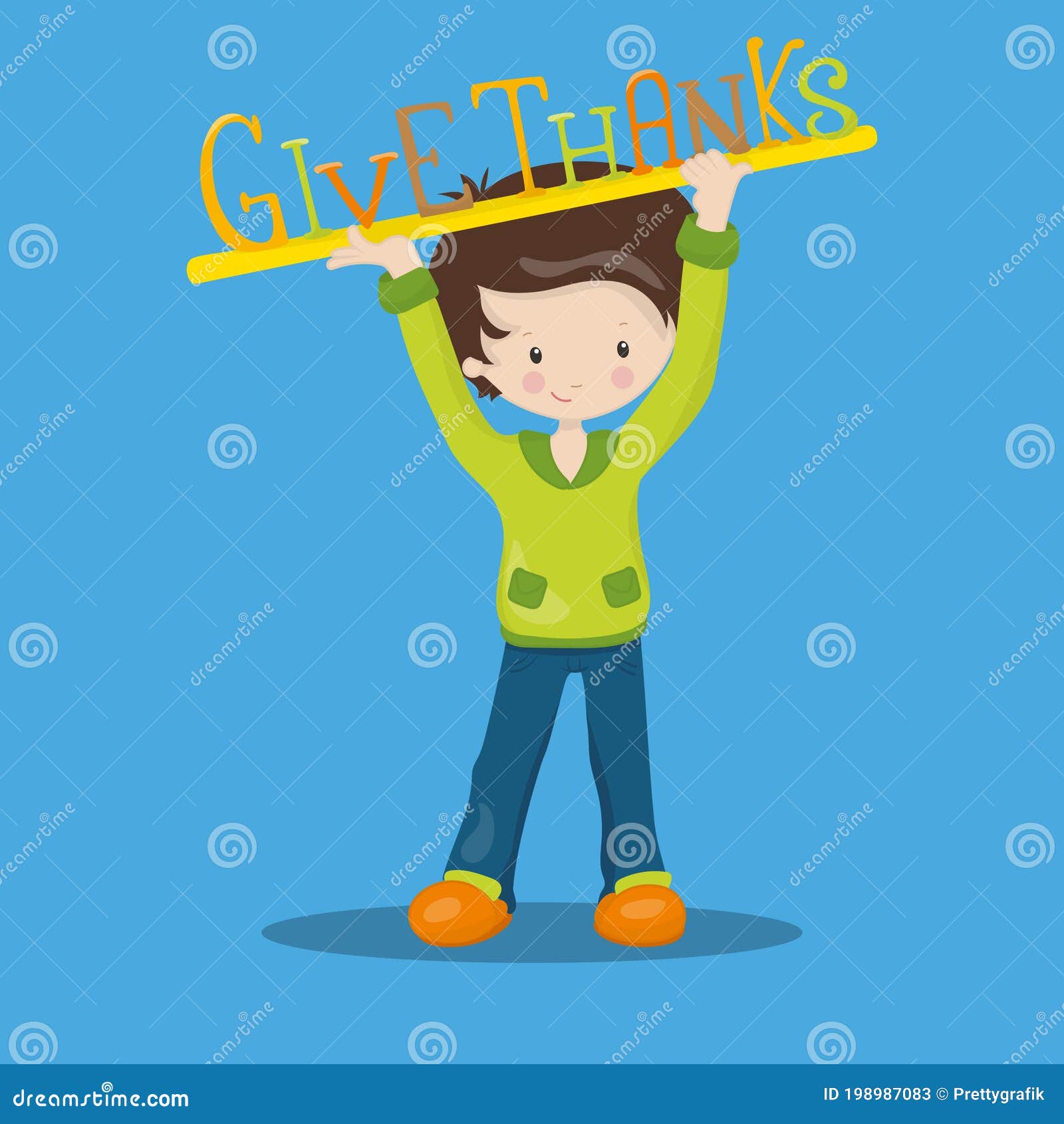 Give thanks boy GT 15 stock vector. Illustration of thanks - 198987083