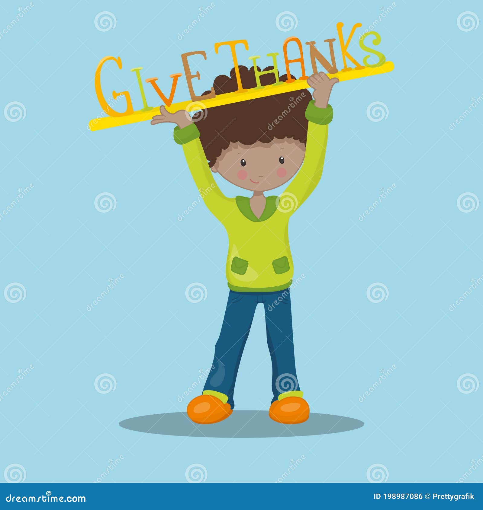 Give Thanks Boy in Hands GT 23 Stock Vector - Illustration of hands ...