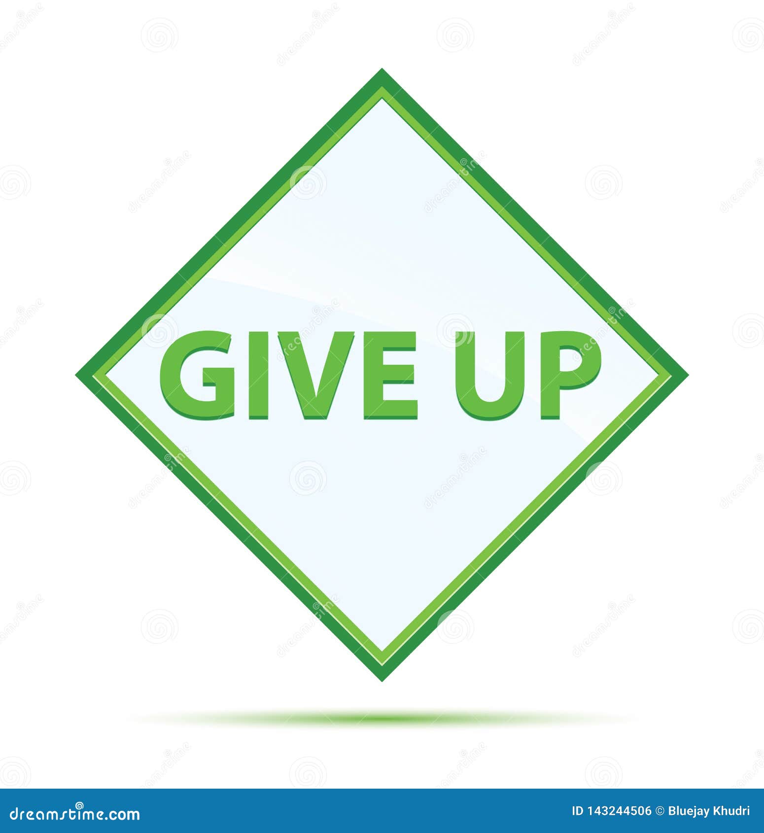 Give Up Modern Abstract Green Diamond Button Stock Illustration ...