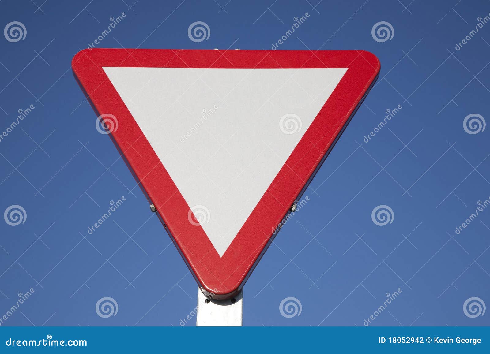 Give Way Sign stock photo. Image of blue, road, empty - 18052942