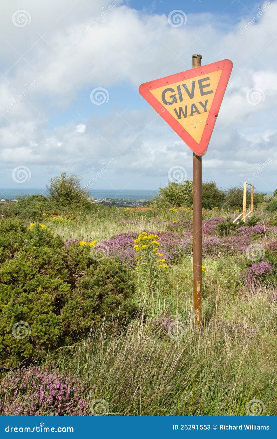 Give way sign. stock image. Image of outdoors, post, plants - 26291553