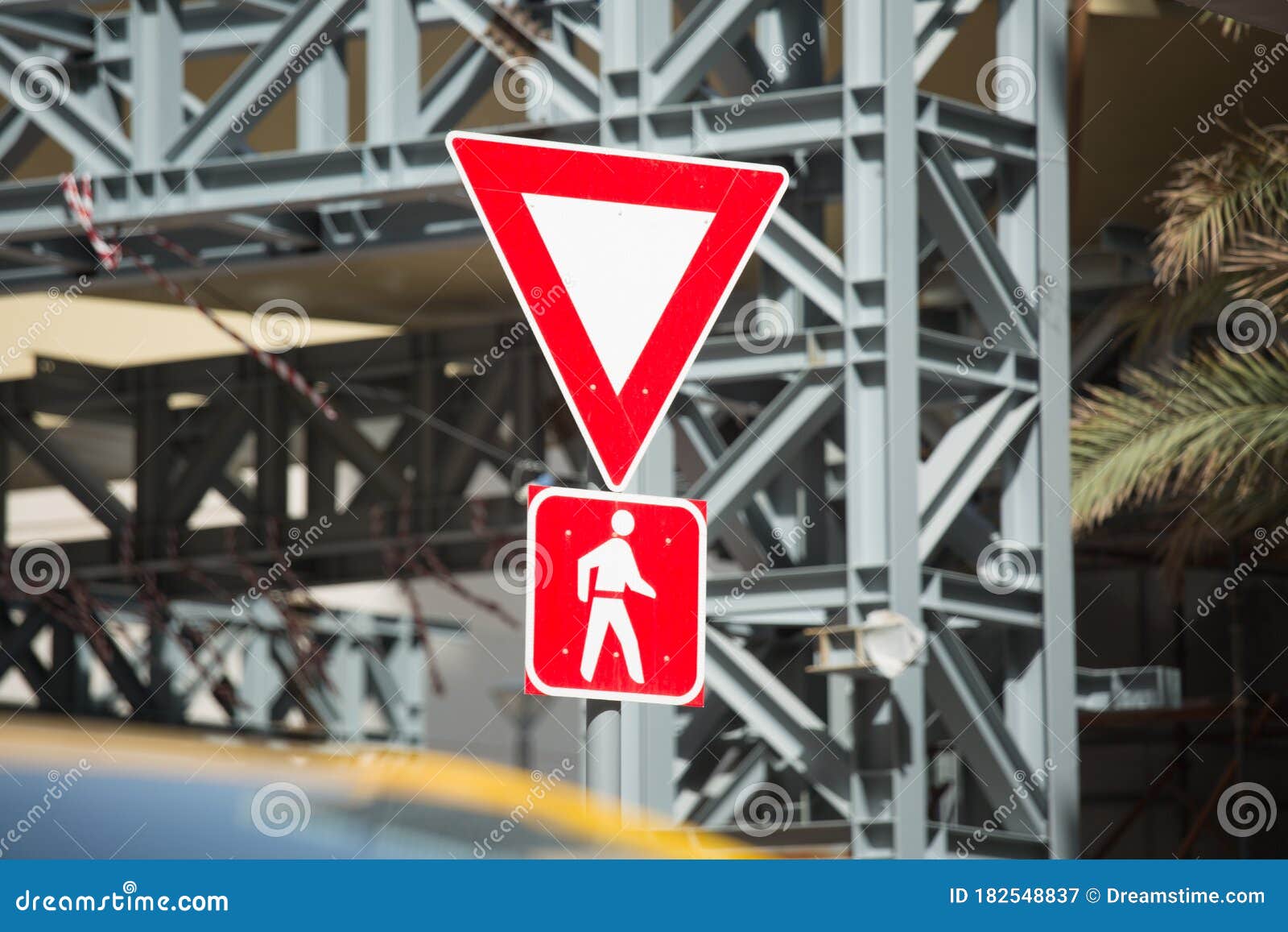 Give Way Warning Road Traffic Sugn Symbol On The Front Of A Vintage ...