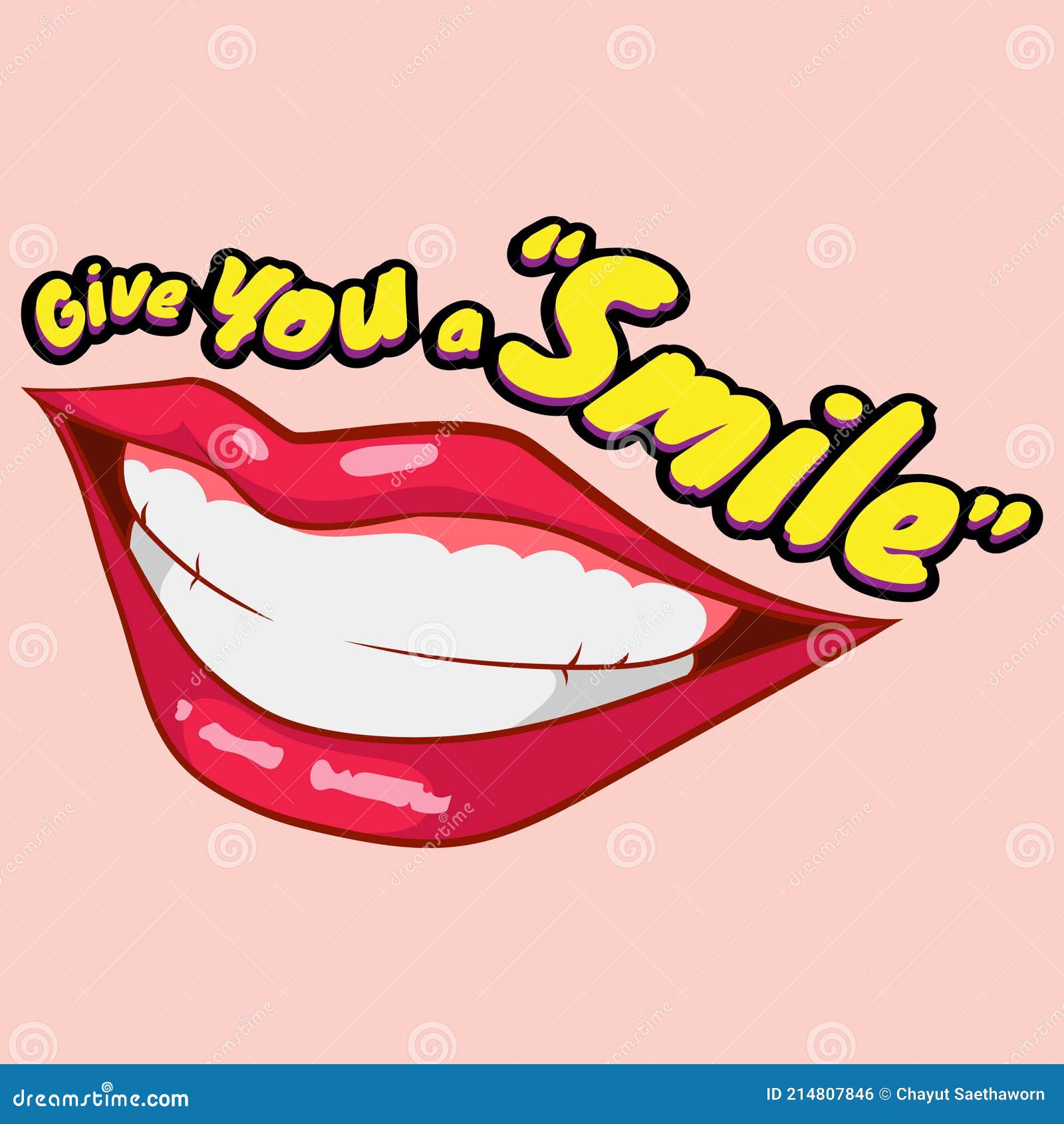 Smile Lips Isolated On White Background Vector Illustration ...