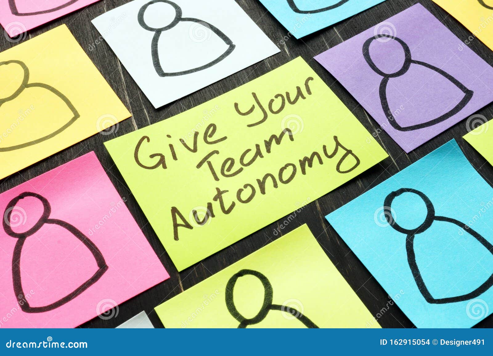 Give Your Team Autonomy and Drawn Smiles Faces Stock Photo - Image of ...