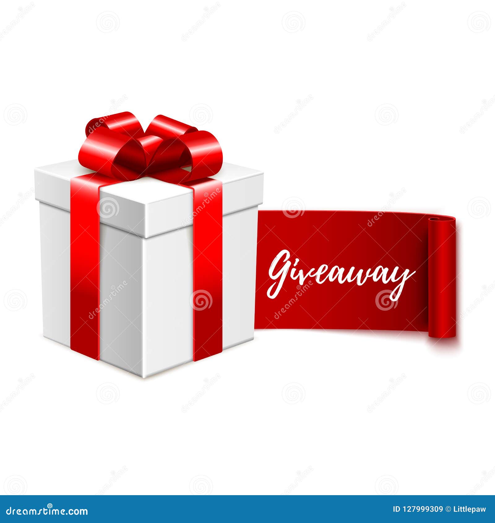 Giveaway Advertisement Banner Design, Long Big Gift Box With Red Ribbon ...