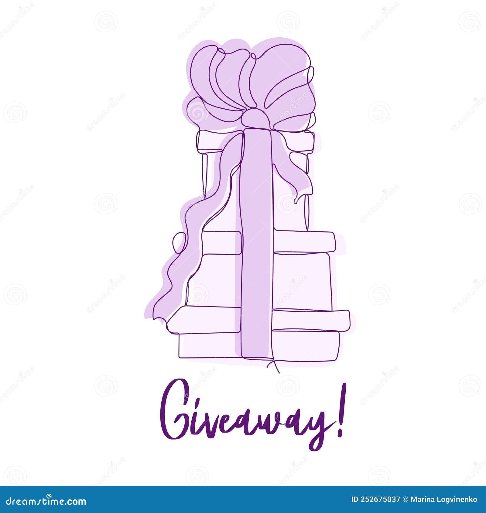 Giveaway. Cute Gift Box with Bow on White Background Stock Vector ...