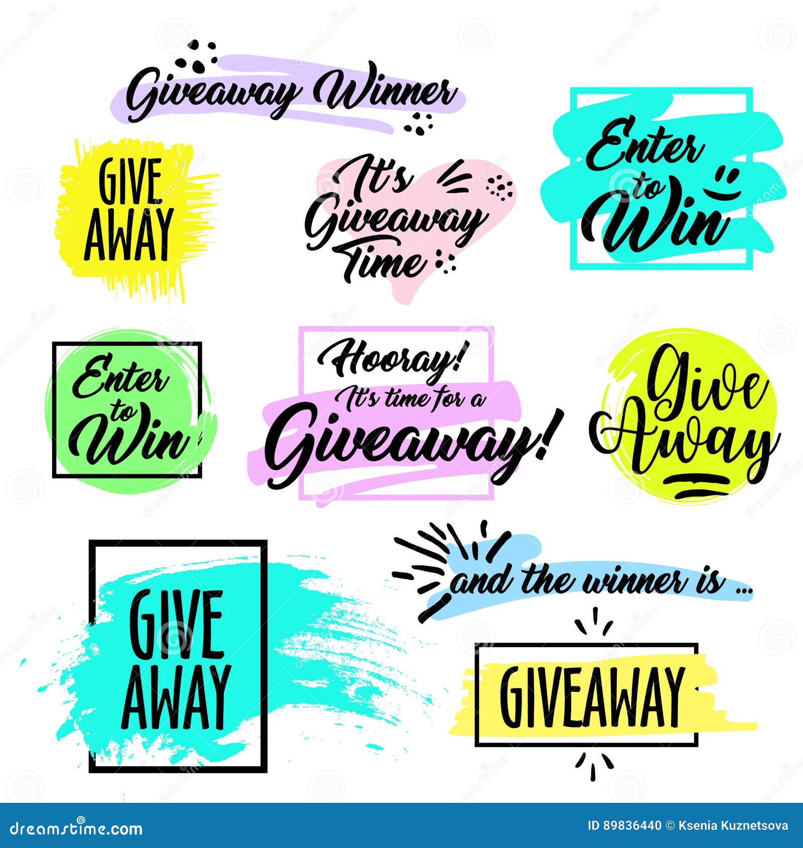 Giveaway Handwritten Lettering Text And Bright Design Elements Vector ... Giveaway Handwritten Lettering Text And Bright Design Elements Vector ...