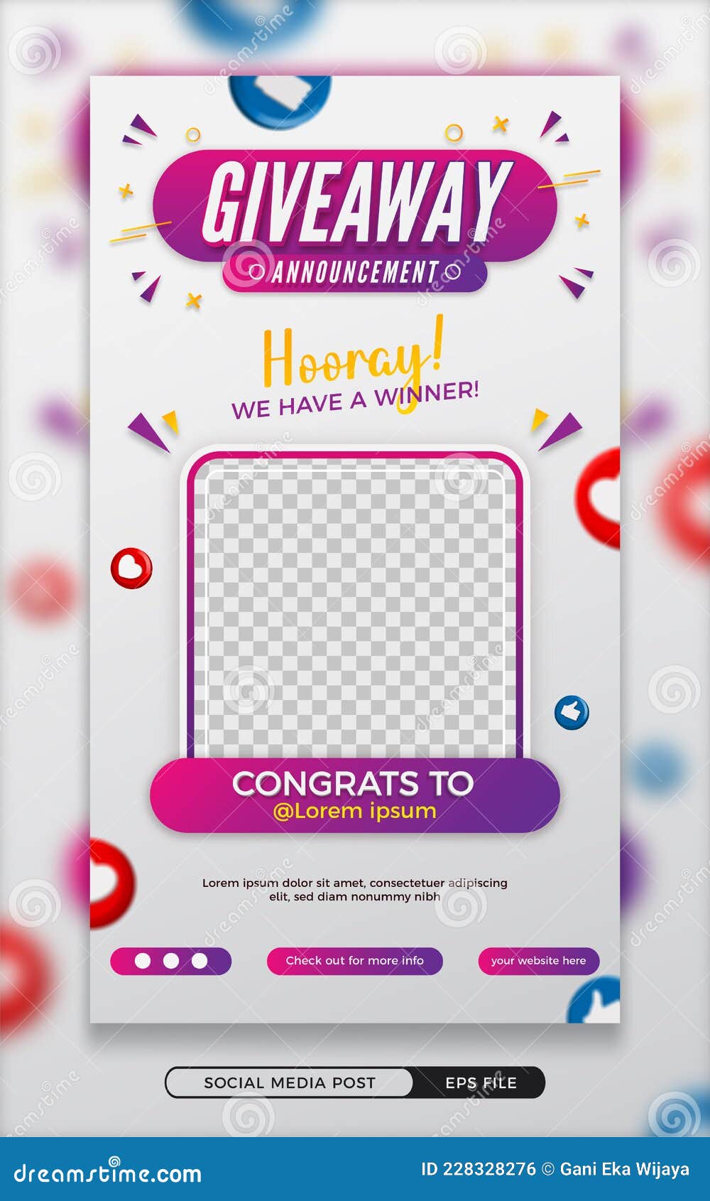 Giveaway Winner Announcement Social Media Story Post Template Stock ... Giveaway Winner Announcement Social Media Story Post Template Stock ...