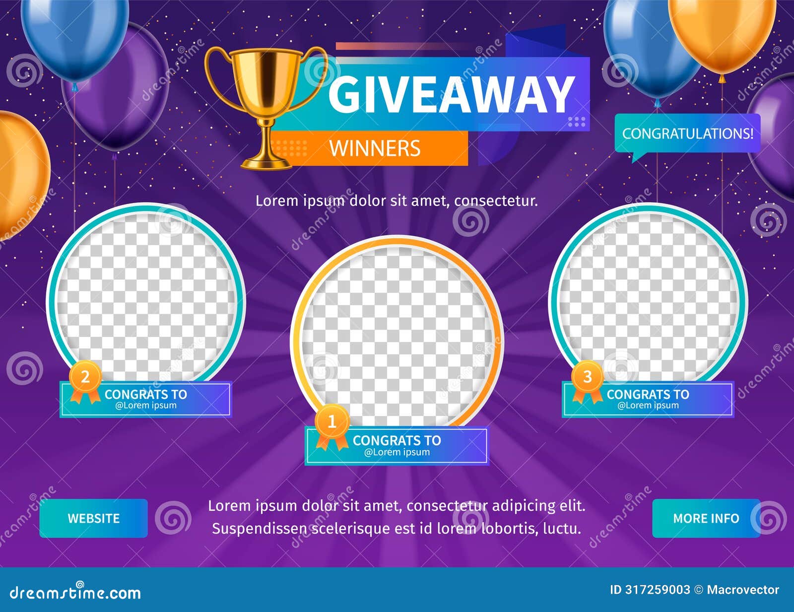 Giveaway Winners Design Banner Template Liquid Modern Style Vector ...