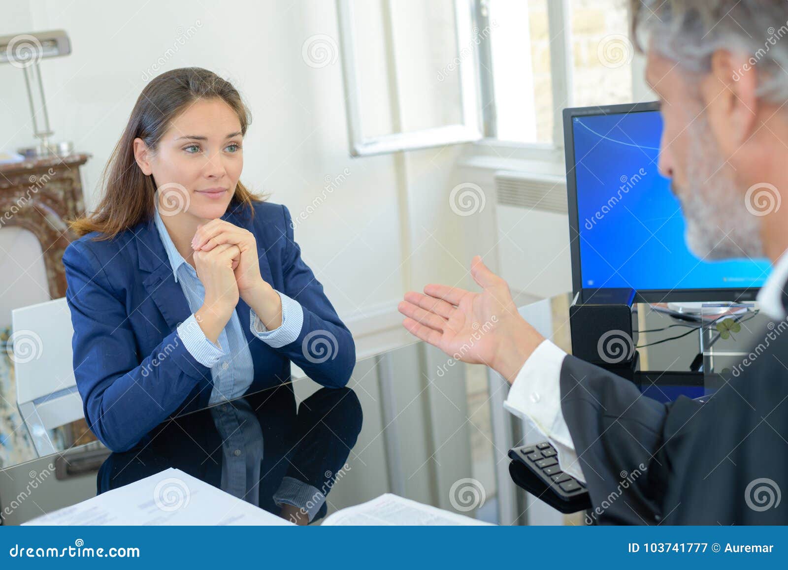 Giving advise to client stock image. Image of panel - 103741777