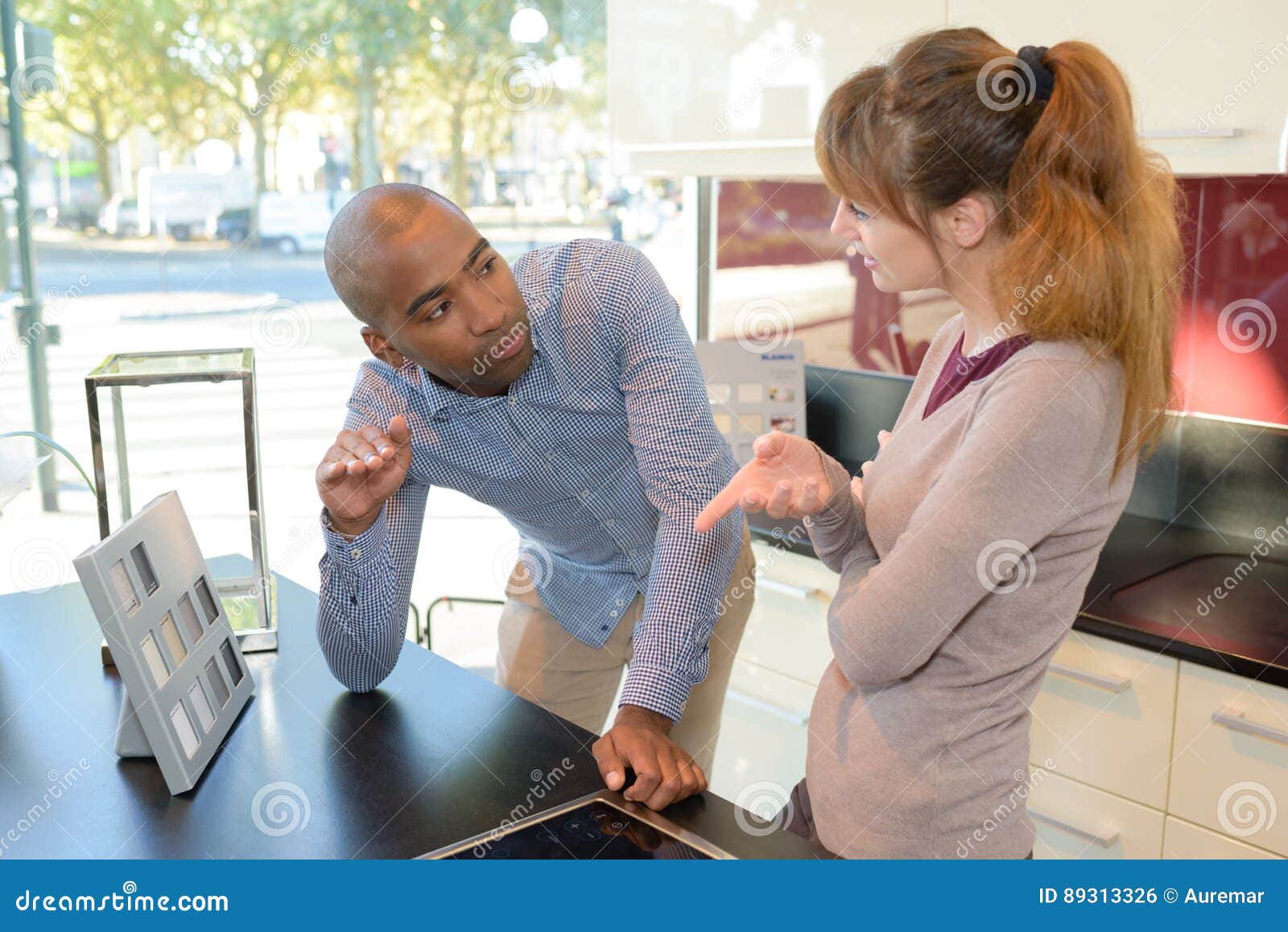 Giving advise to customer stock photo. Image of home - 89313326