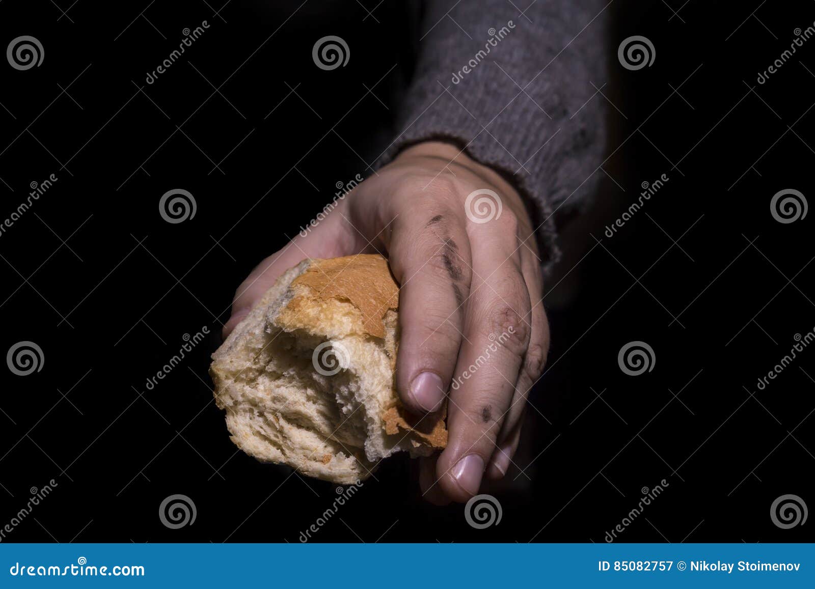 Giving Bread. Poverty Concept. Stock Image - Image of bread, dirty ...