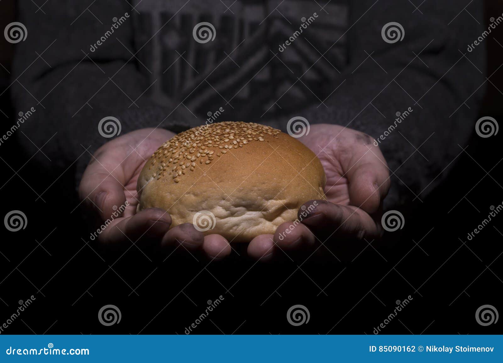 Giving Bread. Poverty Concept. Stock Photo - Image of loaf, bagel: 85090162