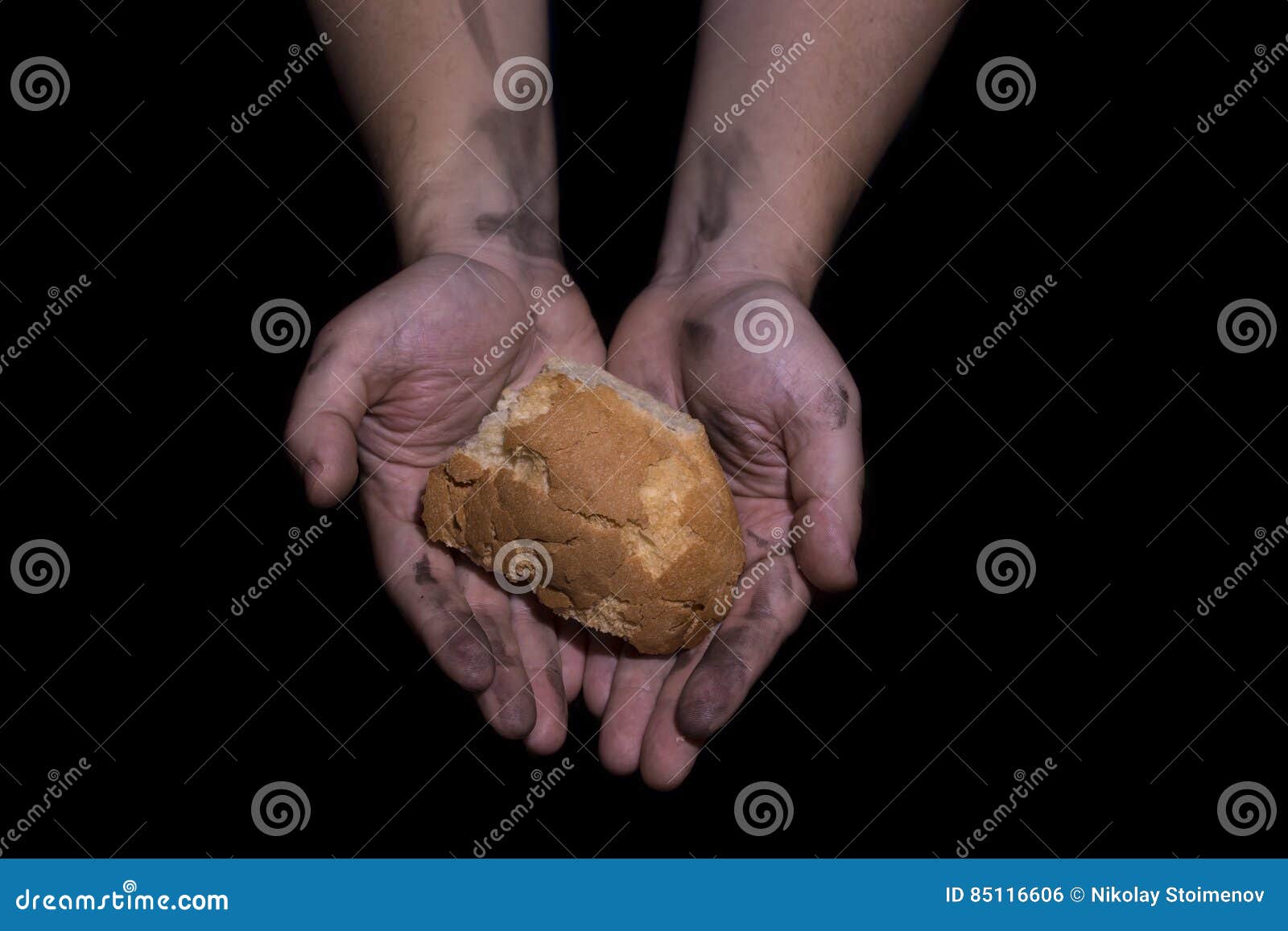 Giving Bread. Poverty Concept. Stock Photo - Image of holding, begging ...