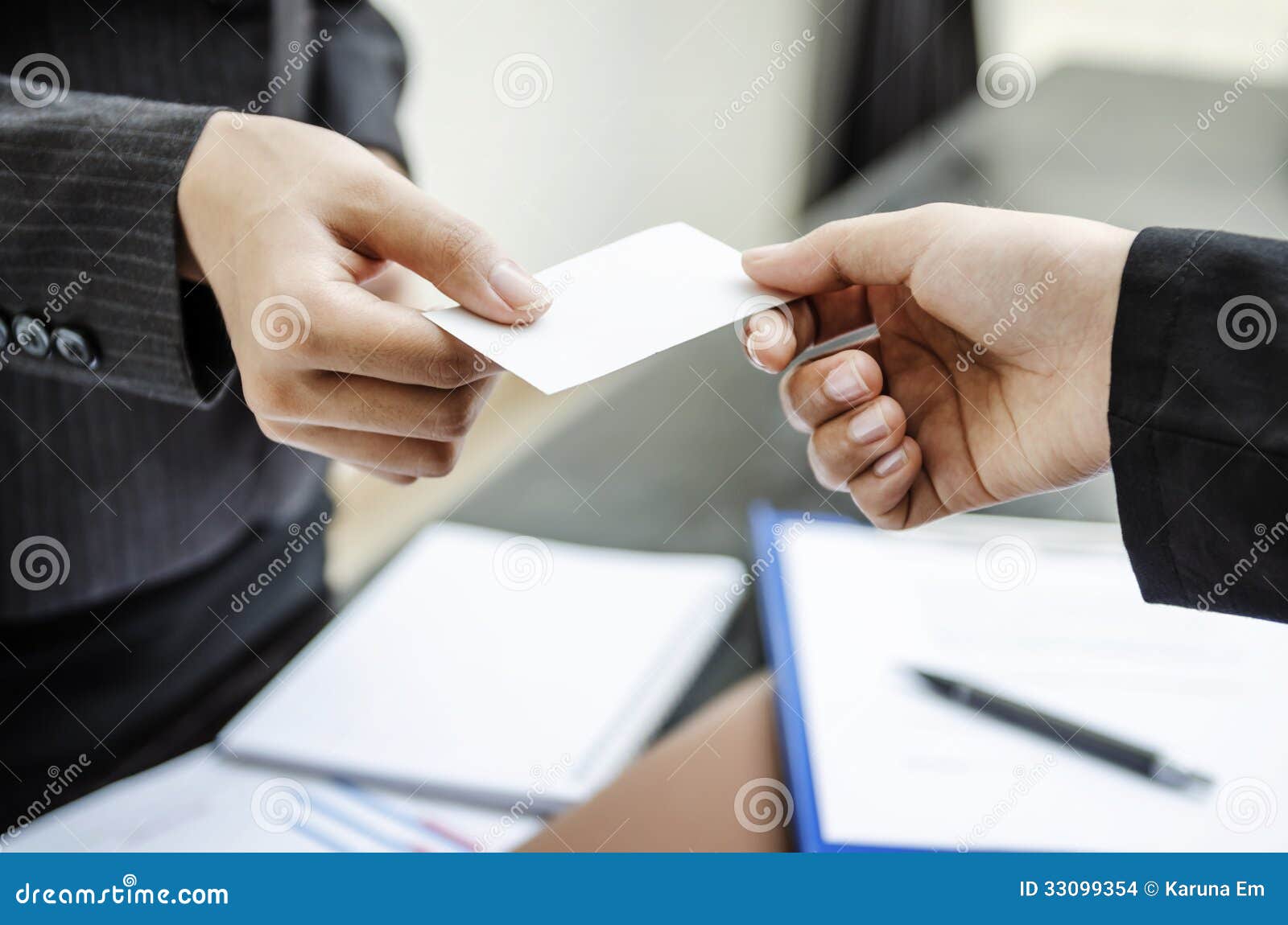 Giving business card stock photo. Image of meeting, person - 33099354