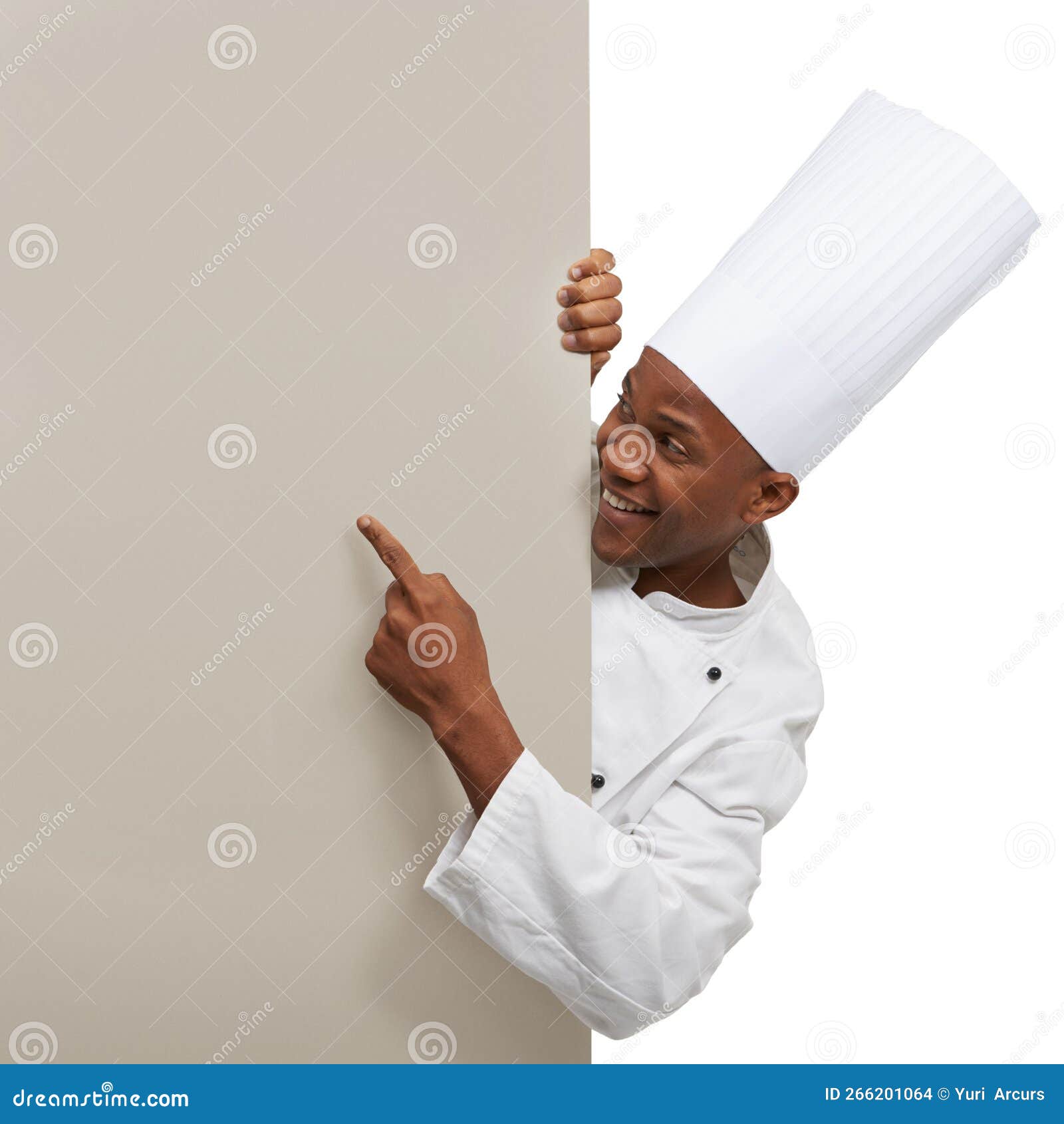Giving a Chefs Approval. Studio Shot of a Chef Standing with a Blank ...