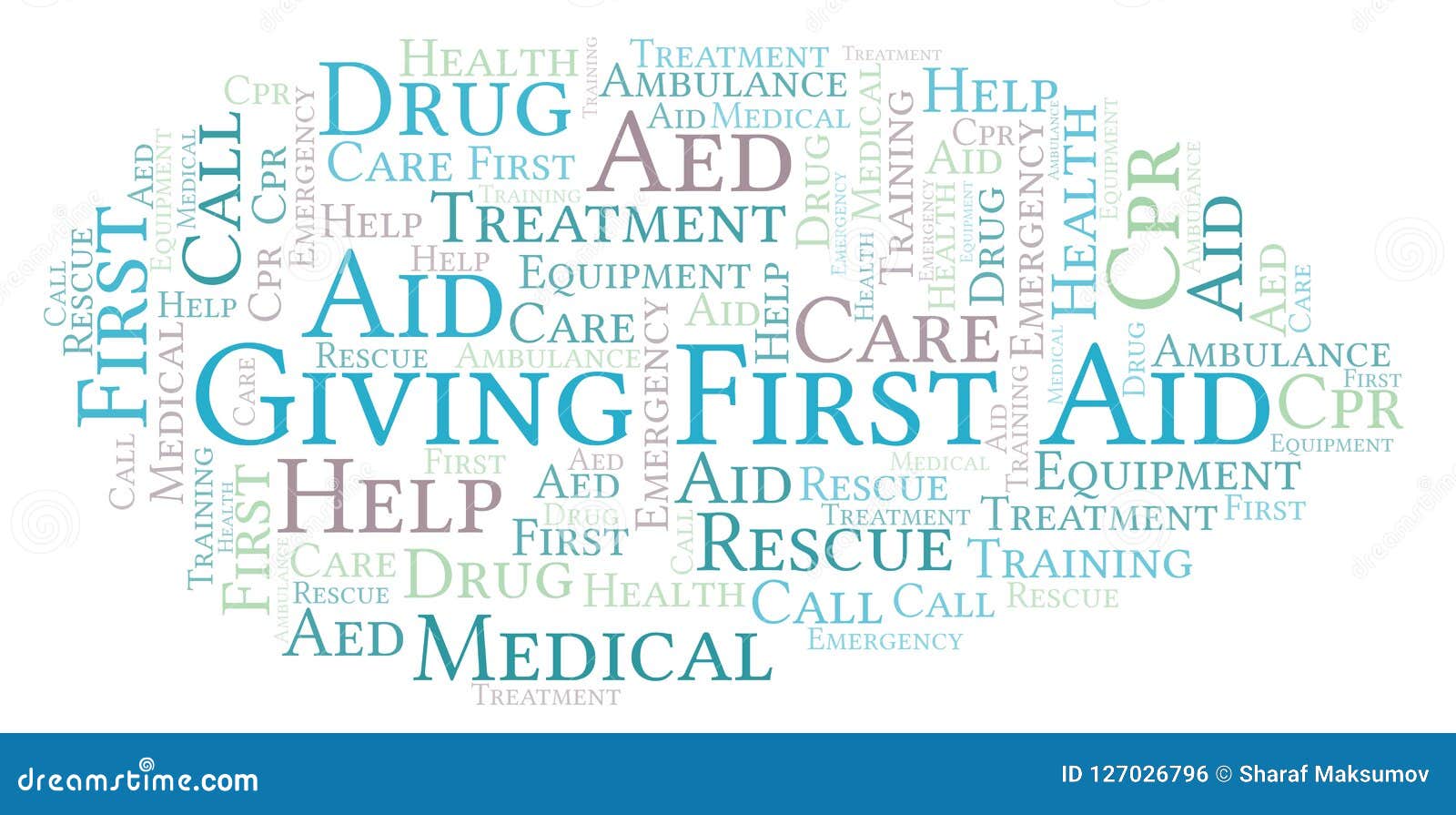 Giving First Aid Word Cloud, Made with Text only. Stock Illustration ...