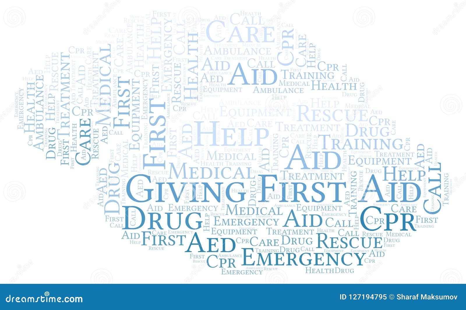 Giving First Aid Word Cloud, Made with Text only. Stock Illustration ...