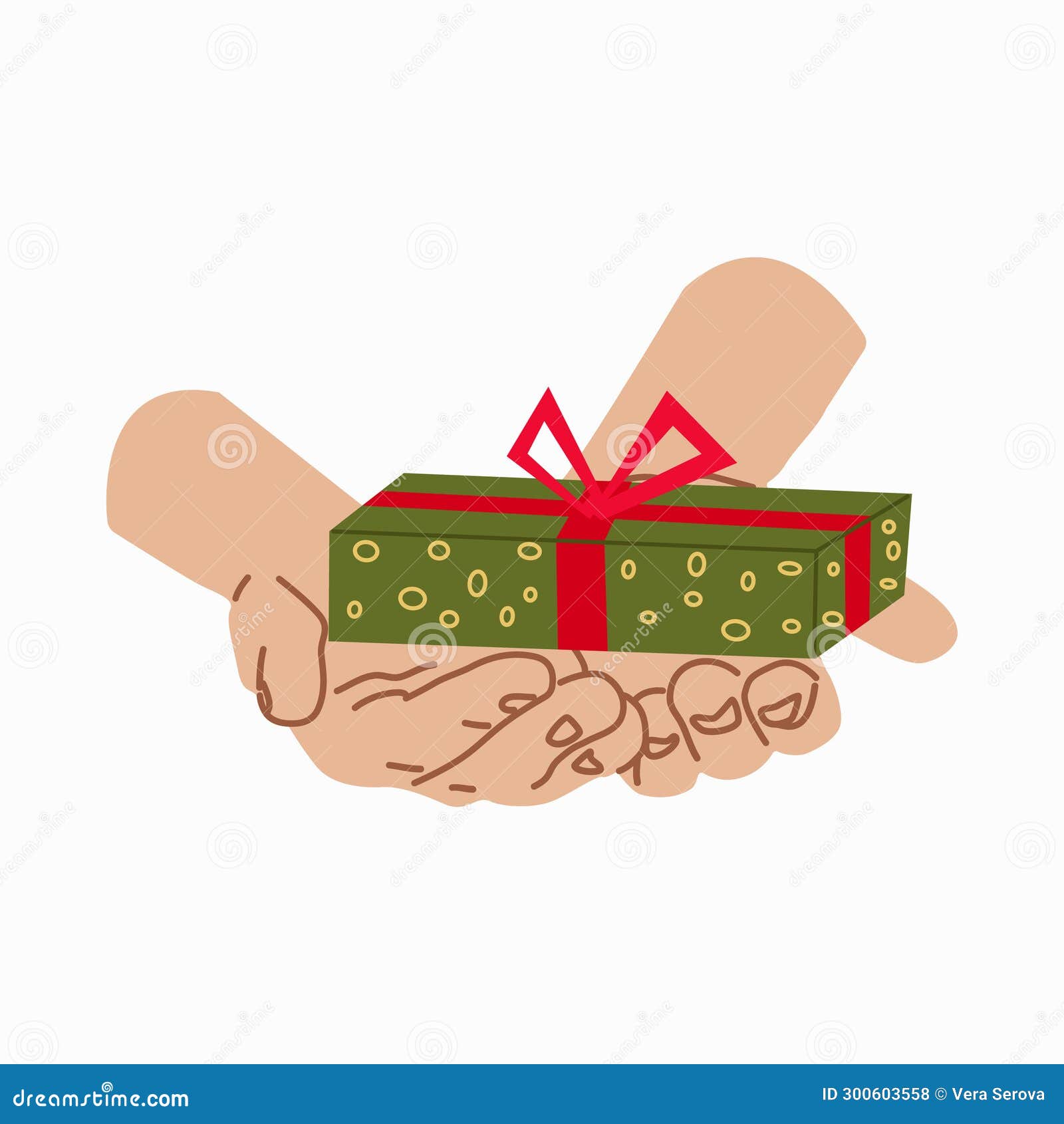 Giving a Gift. Hand with Gift Box. Stock Illustration - Illustration of ...