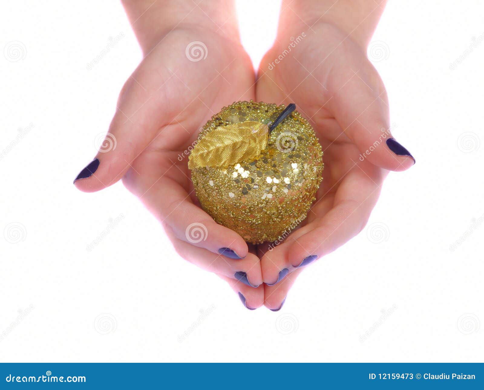 Giving gold apple stock image. Image of isolated, health - 12159473